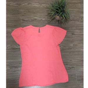 Zara | Tops | Zara Coral Pink Blouse Medium Ruffle Sleeve | Poshmark